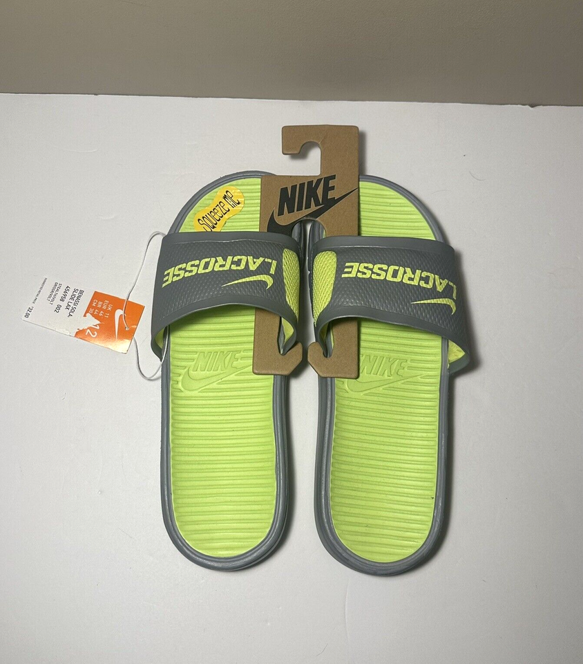 Nike Benassi Solarsoft Lacrosse Men's Size 12 Slides Stealth Volt ...