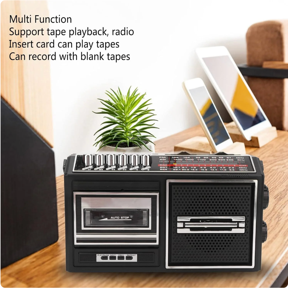 Retro Boombox Cassette Player Portable Vintage Tape Player Recorder AM ...
