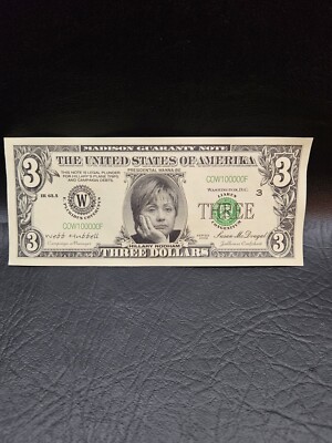 Vintage Hillary Clinton $3 Dollar Bill Novelty Money | eBay