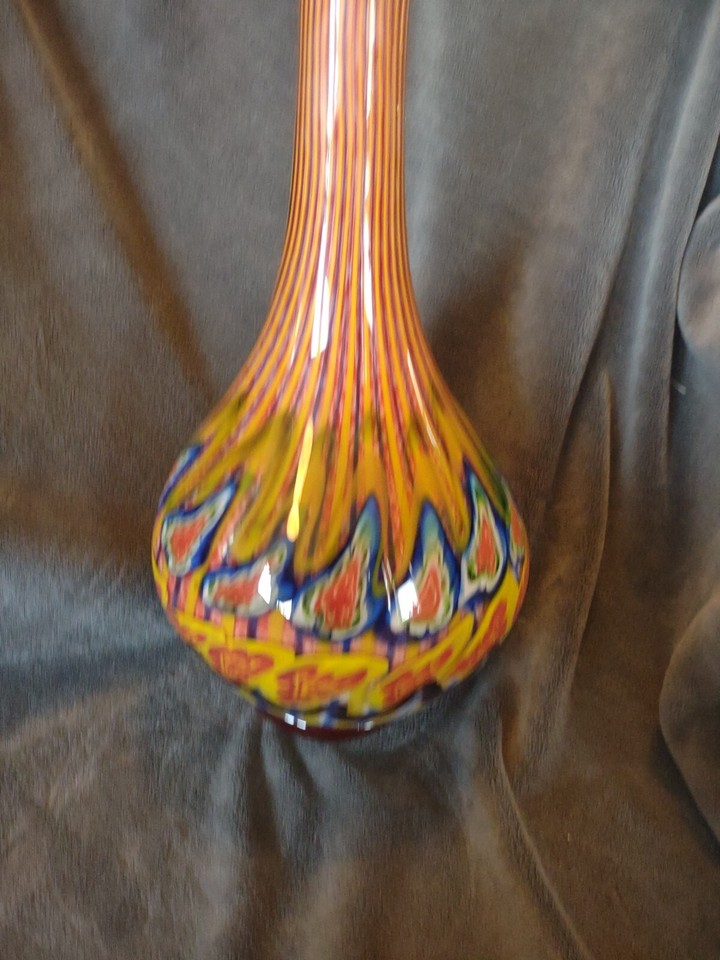 Beautiful Murano Millefiori Mcm Stripe Art Glass Vase | eBay
