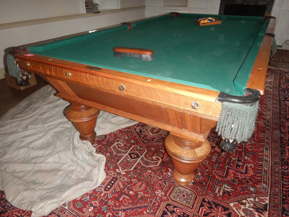 Antique Brunswick Pool Table "Naragansett" 1900s Billards Table Oak ...