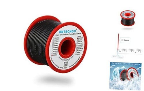 30 Gauge Silicone wire spool 100 ft 30 gauge silicone wire 100ft Black ...