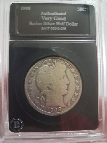 1908 Authenticated Very Good Barber Silver Half Dollar | eBay