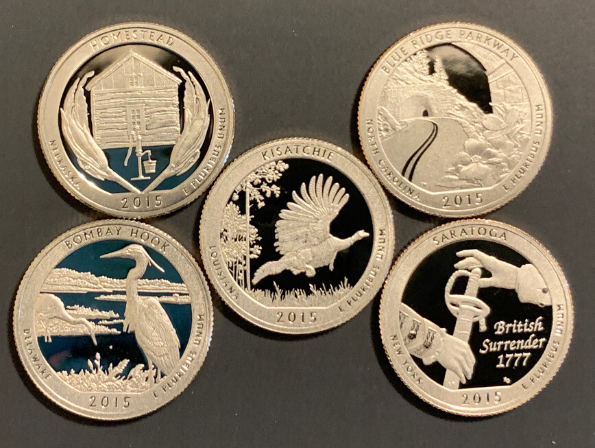 2015~S~ ATB America the Beautiful Quarters Clad Proof - Complete Mint 5 ...