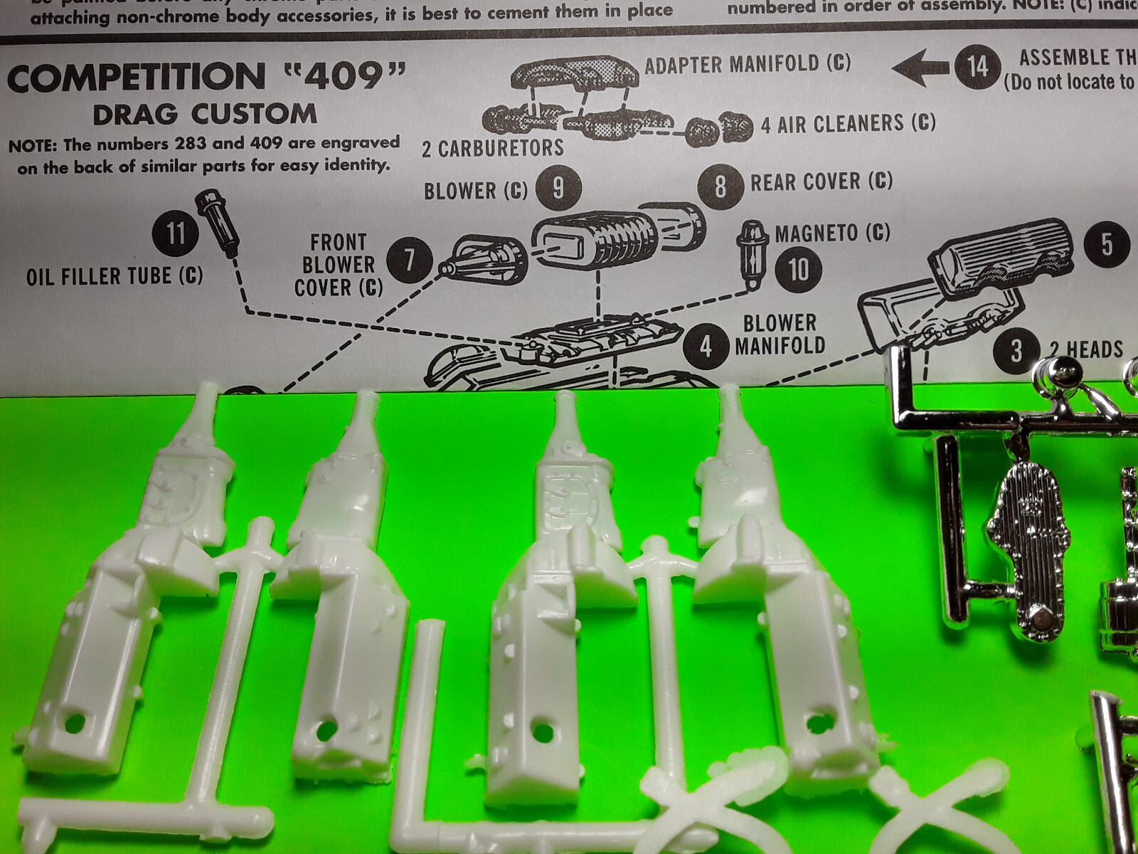 1957 Chevy Bel Air 1/25 409 283 Motor Engine Blower Chrome Supercharger ...