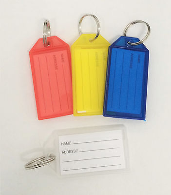 12 Key ID Label Tags Key Ring Holder Tags Key Chain With Write-on Label ...