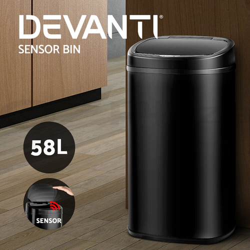 Devanti 58L Motion Sensor Bin Rubbish Waste Automatic Trash Kitchen ...