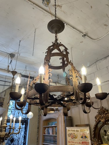 Antique Rustic Iron Neo Gothic Eight Light Chandelier Rewired | eBay