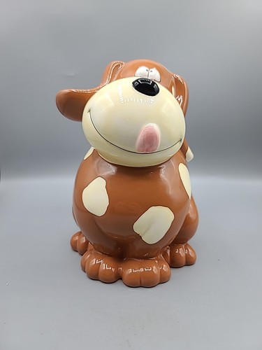 Ceramic Puppy Dog Coin Piggy Bank Brown With Spots Whimsical Vintage | eBay