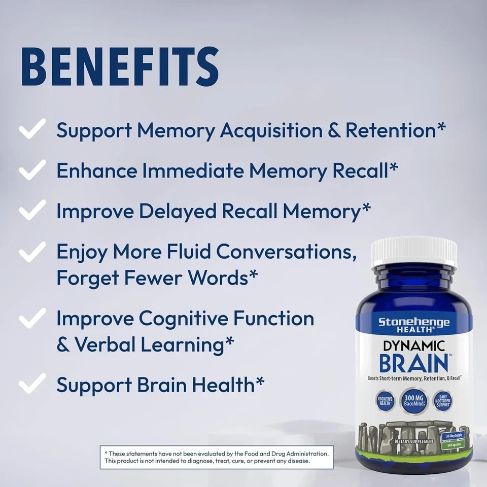 Dynamic Brain Supplement – 60 Capsules (Pack of 2) | Memory, Focus ...