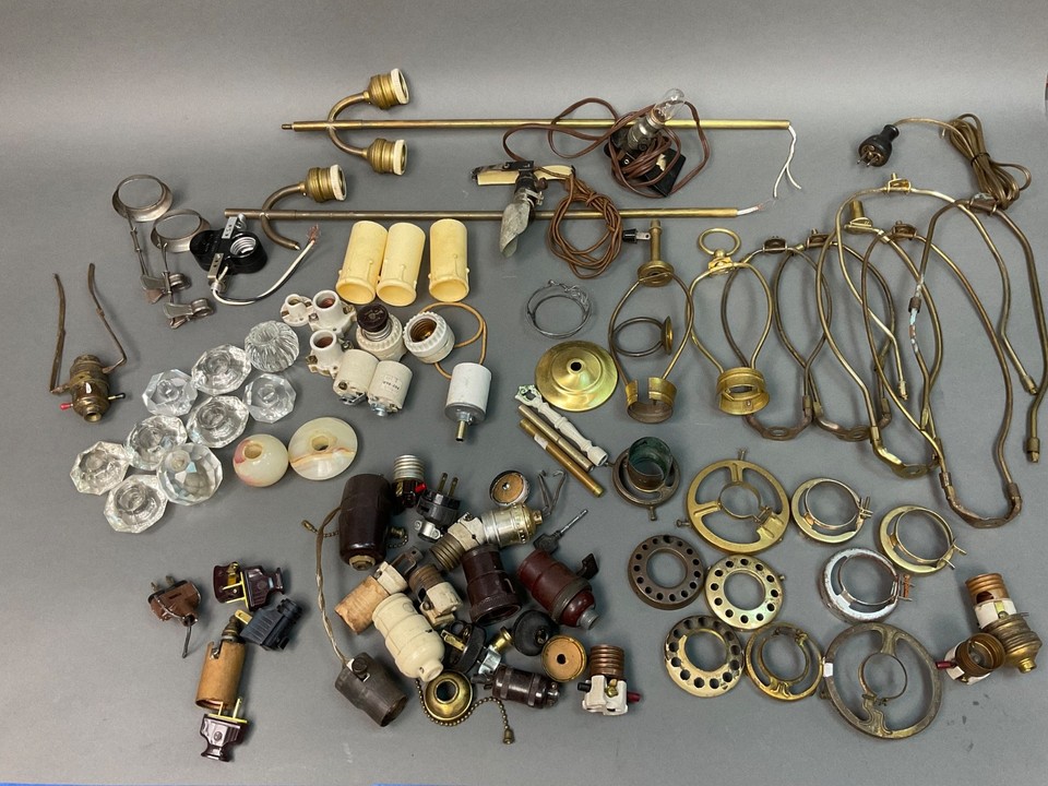 Huge Lot Antique & Vintage Lamp Parts, Restoration Lighting , RePurpose ...