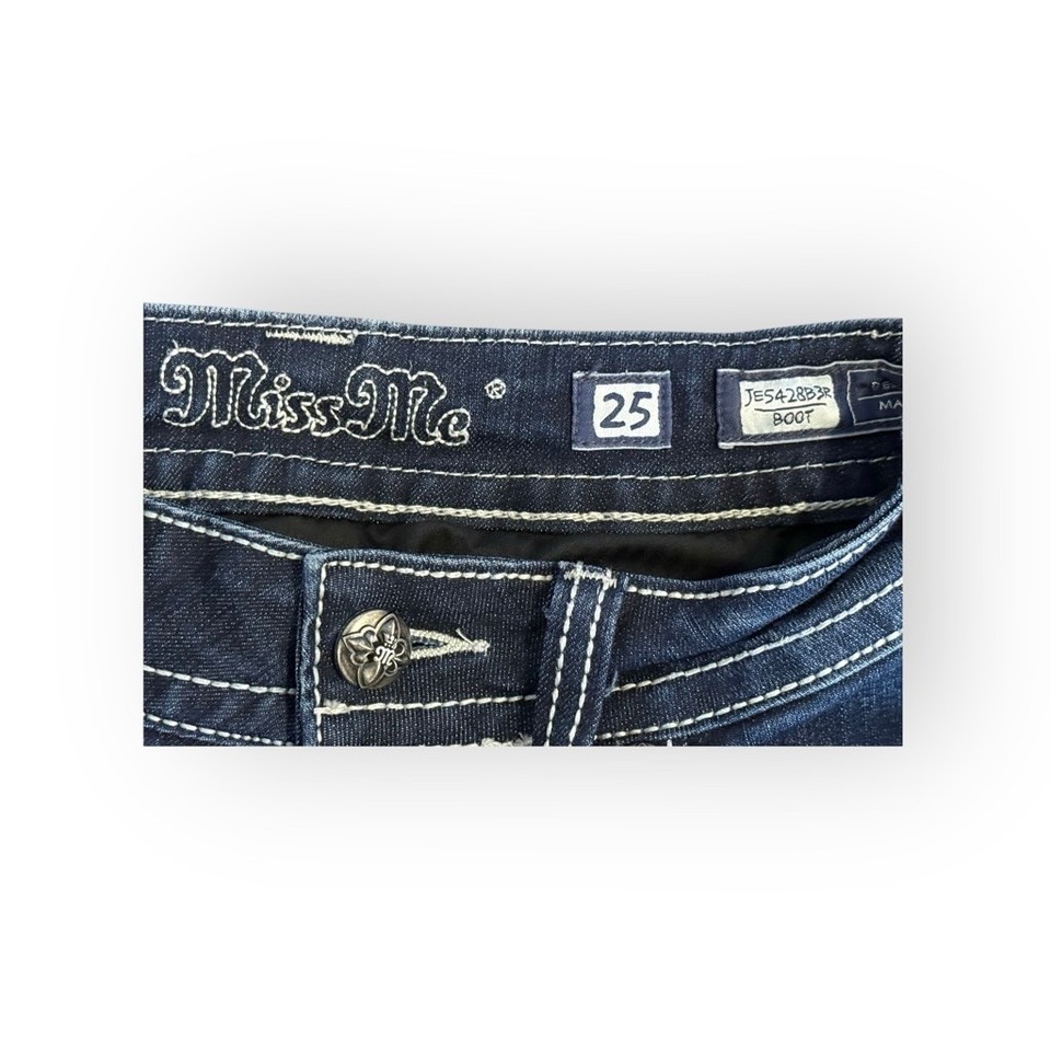 Miss Me Bootcut Jeans Womens 25 Dark Wash Embellished Bling Stretch ...