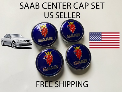 SAAB NEW Center Cap Set of Four 9-2x 9-3 9-5 9-7 900 63mm 2.5" 12775052 ...