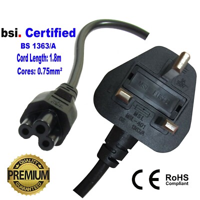 1.8m Mains Power Cable Cord Lead UK For LG 43LF590V 43" Full HD SMART ...