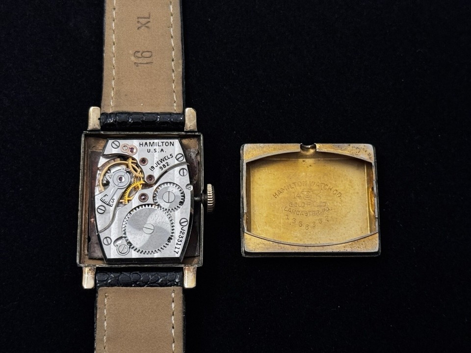 Vintage Hamilton Tank 14k Gold Filled Patina Early Modern Runs 23mm | eBay