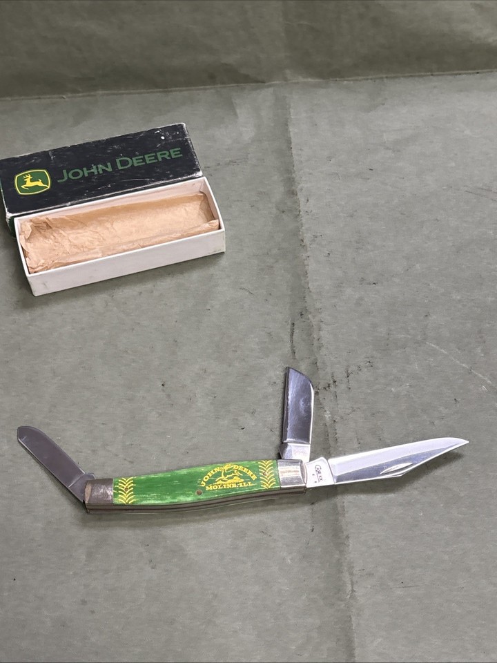 Rare John Deere Tractor Case XX Green Bone Stockman Pocket Knife 3 ...