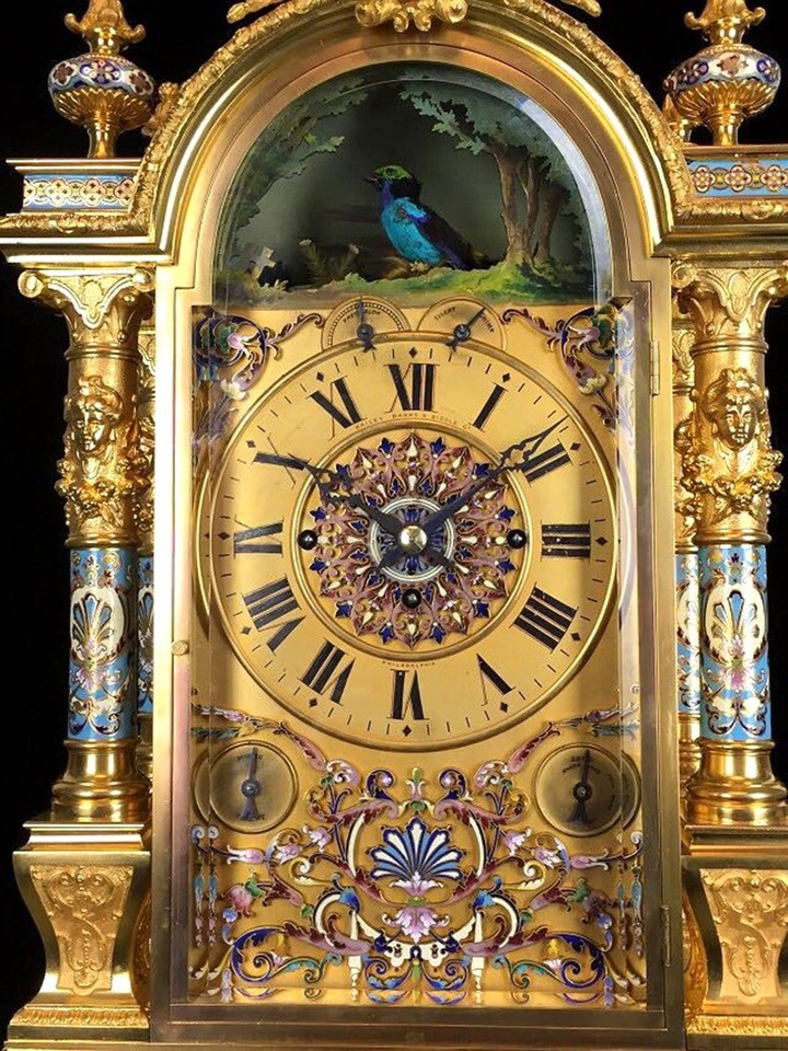 Massive 1880 Antique Ormolu Bronze Enameled Case Automaton Musical ...