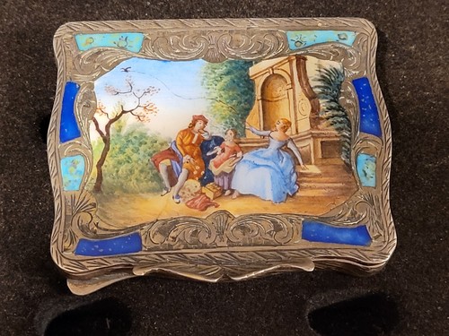 Vintage Italy Italian 800 Silver and Turquoise Enameled Compact With ...