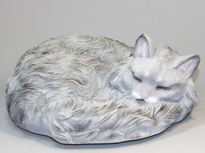 Gray Longhaired Cat Cremation Urn Ashes Memorial Statue Pet Loss ...