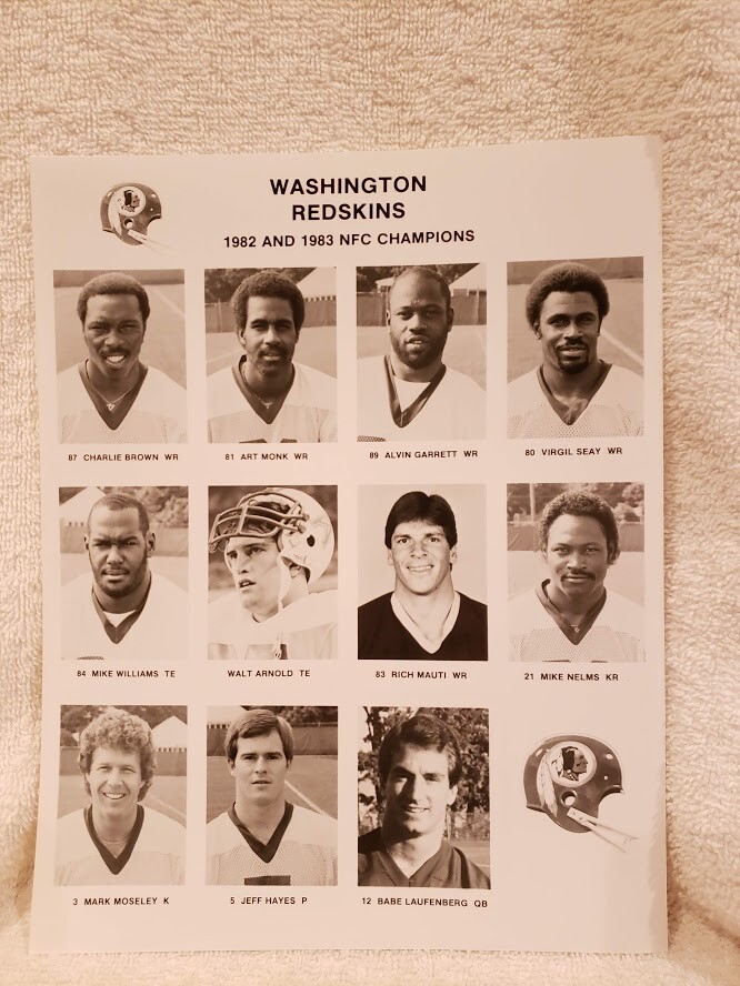 RARE Washington Redskins 1982-83 NFC Champions Team Issued B&W Press ...