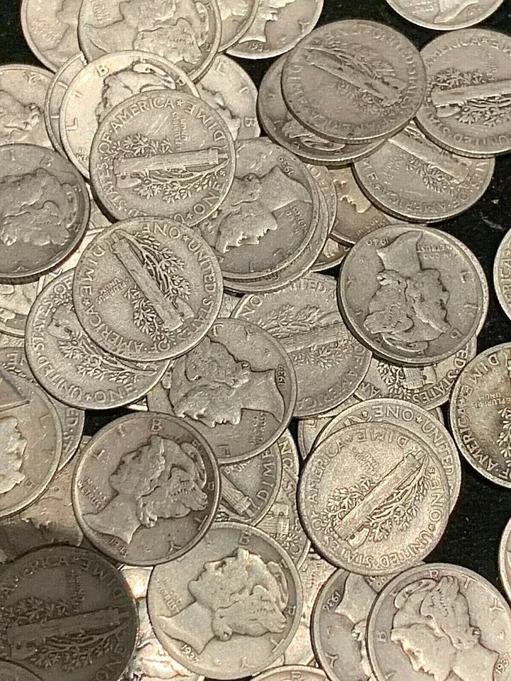 Mercury Dime Full Roll - 50 Coins - 90% Silver - CHOOSE HOW MANY ROLLS ...
