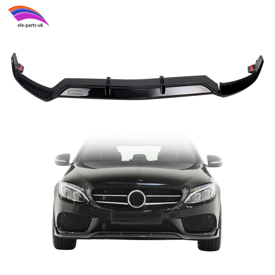 FRONT LIP SPLITTER SPOILER GLOSS BLACK FOR MERCEDES C CLASS W205 C205 ...