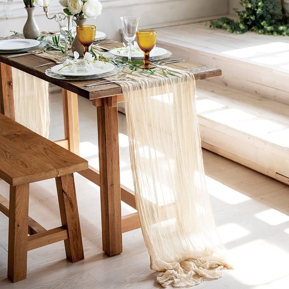 Gauze Table Runner Dinning Decoration 90*300CM Wedding Party Table ...