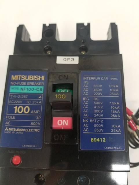 Mitsubishi Nf100-cs No Fuse Circuit Breaker 3 Pole 100a for sale online | eBay