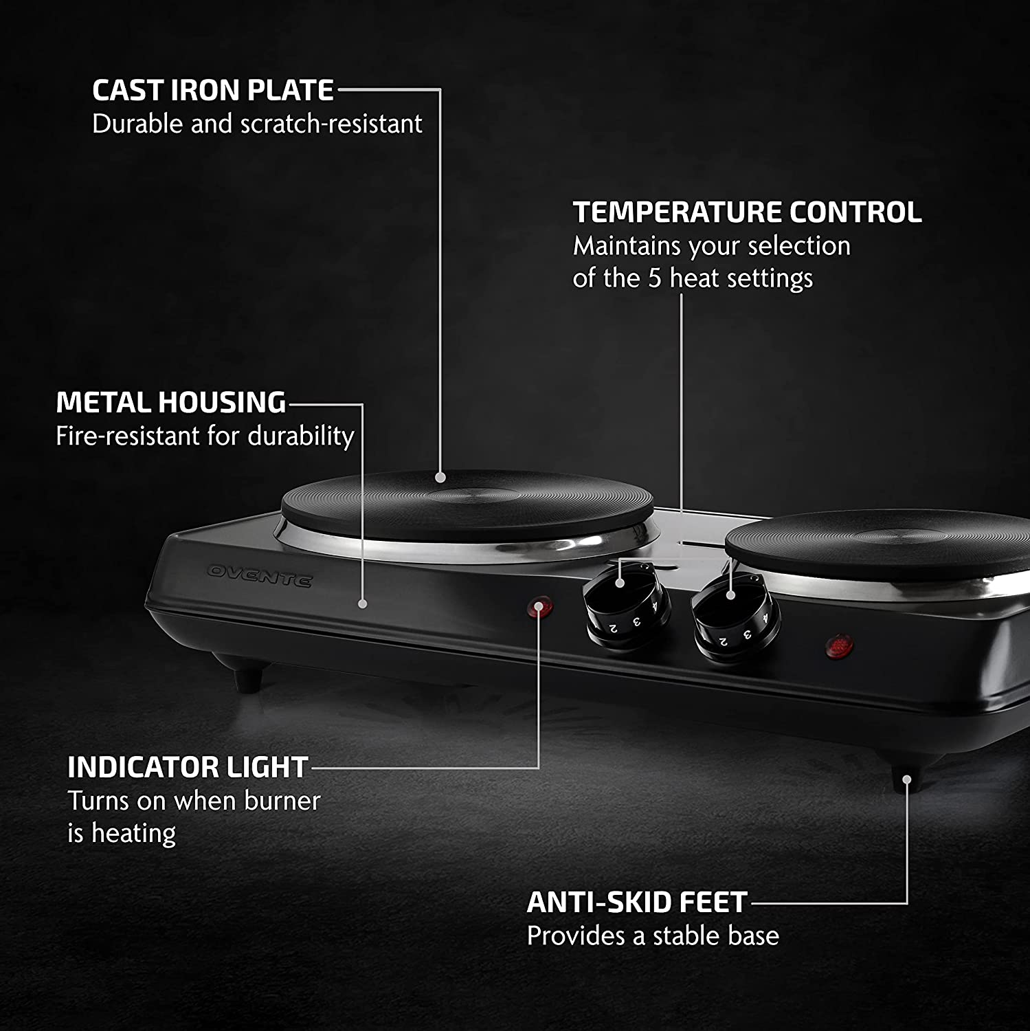 Double Cast Iron Burner 7 6 Inch Hot Plates 1700W Electric double-cast-iron-burner-7-6-inch-hot-plates-1700w-electric