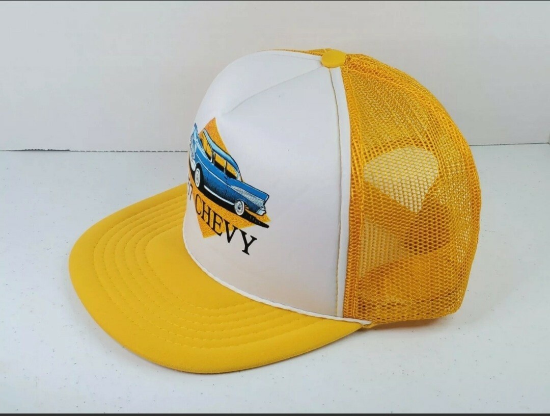 Crown Cap '57 Chevy Yellow Trucker Hat Snapback - Gem