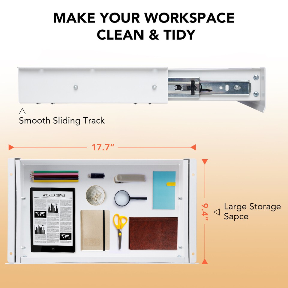 FlexiSpot Space Saving Pull Out Sliding Drawer Desk Storage Organizer L ...