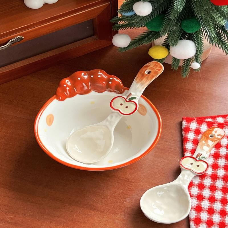Ceramic Soup Spoon Cereal Spoon Cute Household Tableware Painted Coffee ...