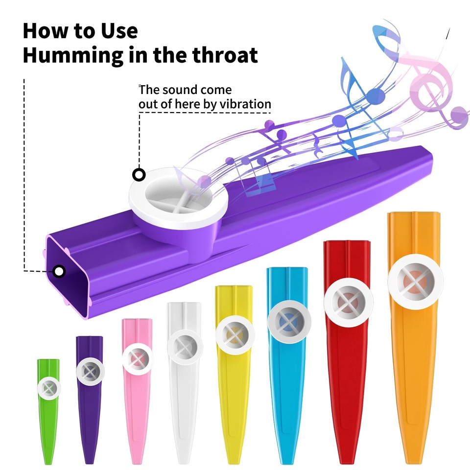 64 Pcs 8 Colors Plastic Kazoos for Kids Bulk, Children Birthday Party ...