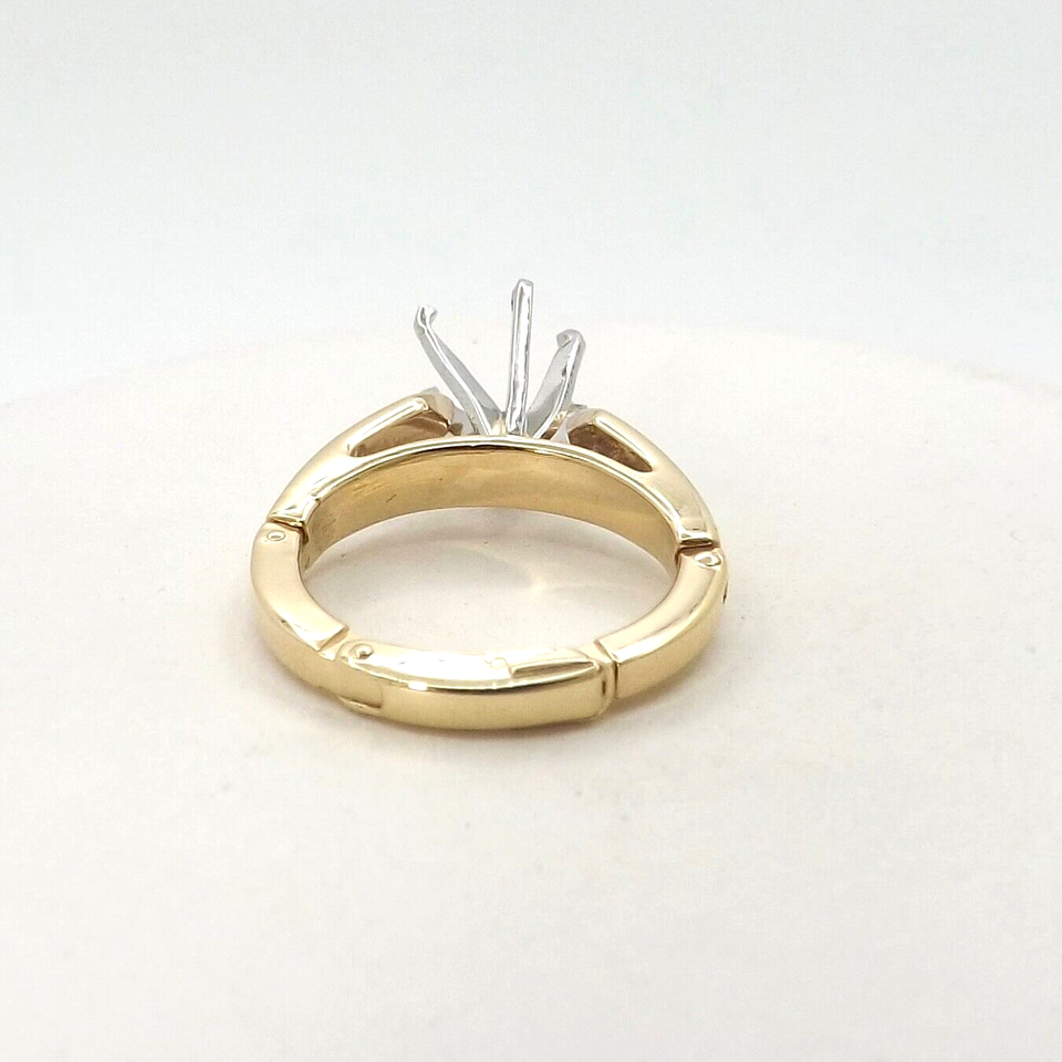 Finger Fit Shank 14k Gold Engagement Ring Mounting Setting High Top sz3 ...