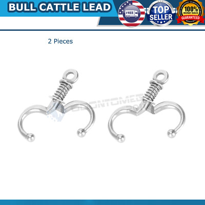 2 Bull Cattle Lead with Holding Spring Nose Ring Opening Farm Ranch ...