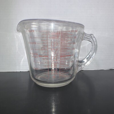 Vintage Pyrex 4-Cup Glass Measuring Cup Red Letters 532 D Handle 32 Oz ...