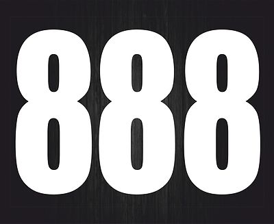 Set 3x sticker vinyl decal car bike door wheelie bin number 8 white ...