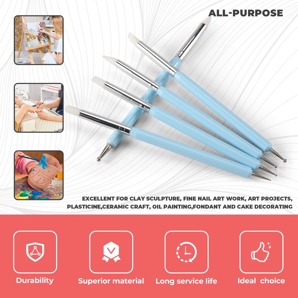 5 X 2 Way Styluses Dotting Tool Silicone Color Shaper Brushes Pen ...