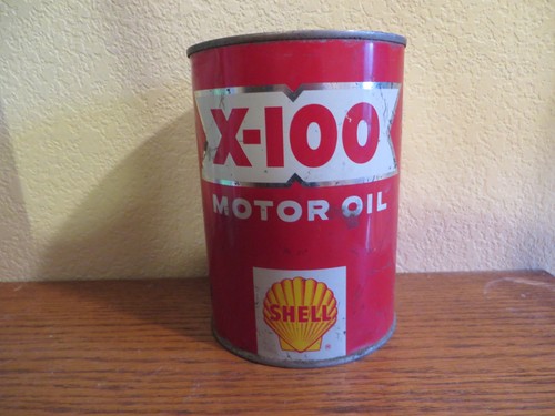 Vintage Shell X-100 Motor Oil Can Quart Empty Bottom Label | eBay