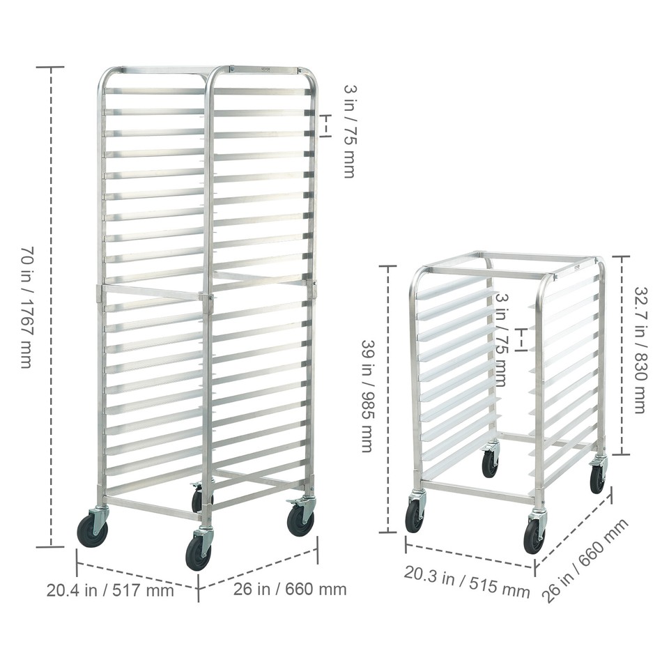 VEVOR 10/20 Sheet Commercial Bun Pan Rack Kitchen Aluminum Baking Racks ...