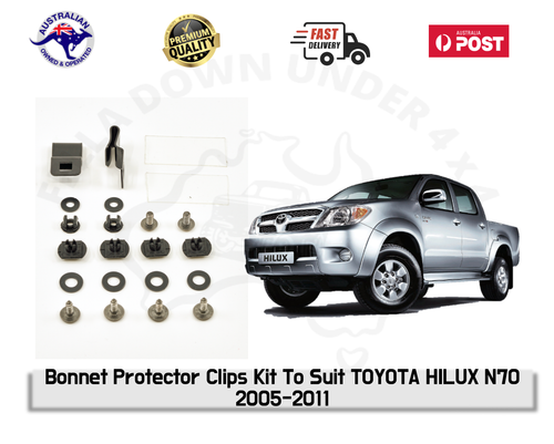 Bonnet Protector Fitting Kit Clips Brackets To Suit Toyota Hilux N70 ...