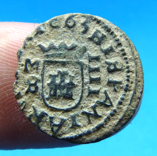 1663 PIRATE COB COIN REAL 4 MARAVEDI SPANISH COLONIAL SHIPWRECK OLD ERA ...