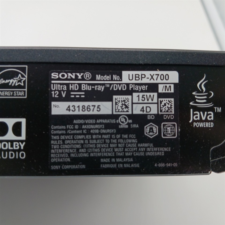 Sony UBP-X700M 4K Ultra HD Home Theater Streaming Blu-ray DVD Player ...