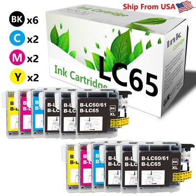 (12-Pack,6B2C2M2Y) LC65 Ink Cartridge LC-65 work with MFC-795CW ...