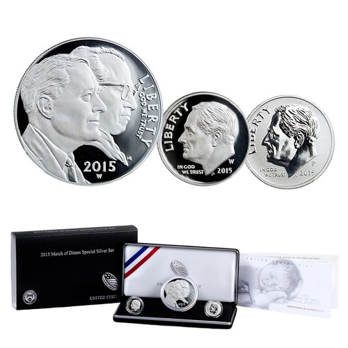 Silver 3 Coin 2015 March of Dimes Special Set with Box + COA | eBay