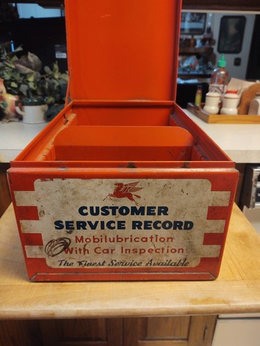 Vintage Mobil Gas Oil Pegasus Customer Service Record Metal File Box | eBay