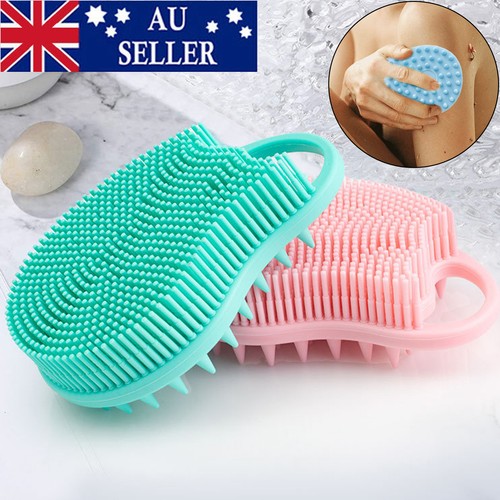 Body Brush Shower Scrubber Silicone Applicator Bath Back Brush Massager ...