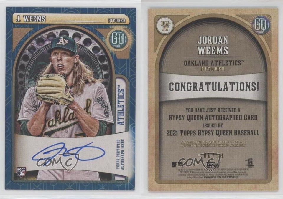 2021 Topps Gypsy Queen Blue 80/99 Jordan Weems #GQA-JW Auto 4l8 | eBay