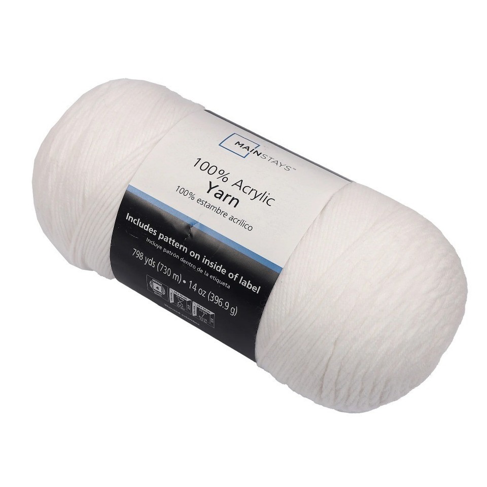 Medium Weight Acrylic Yarn White 14 Ounce Skein 798 Yards Soft Knitting ...