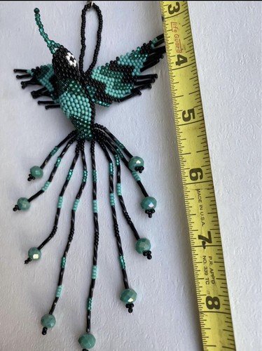 Huichol Beaded Hummingbird Keychain Handmade Bird Key Ring Mexican Folk ...